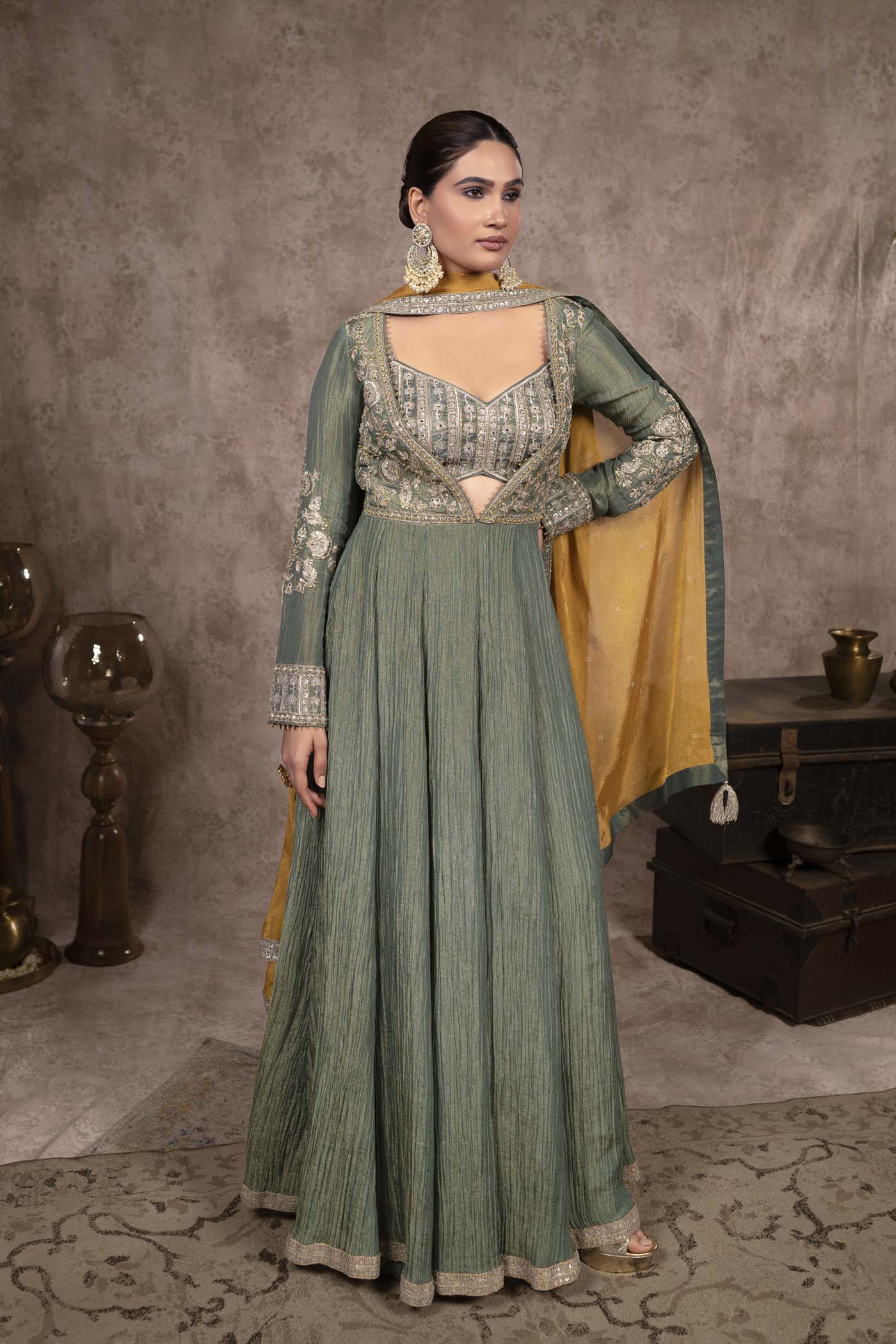 Mehal Anarkali Suit Set With Bustier